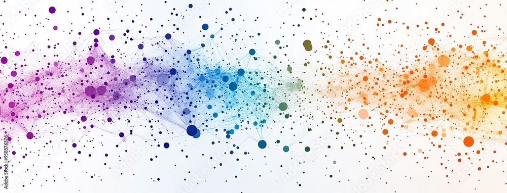 15. A sophisticated abstract illustration showcasing a colorful network ...
