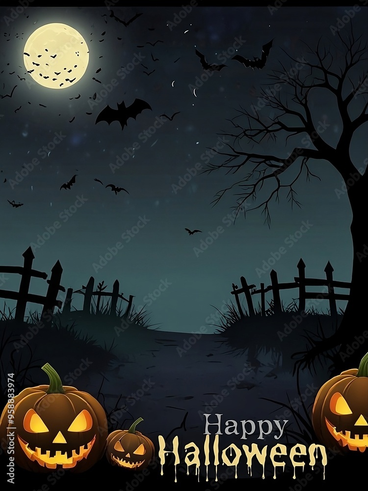 Happy Halloween creative poster design.Calligraphy with scary ...