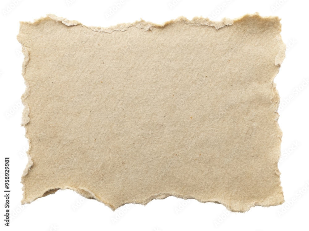 Worn beige paper texture with rough torn edges, offering a vintage look ...
