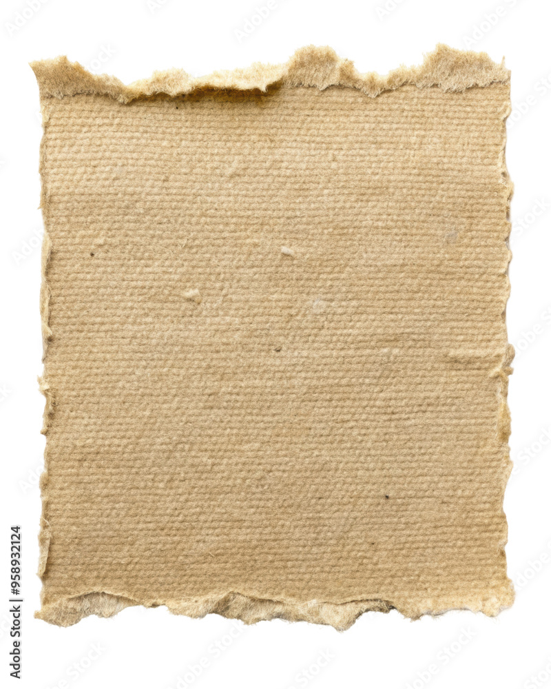 Vintage torn textured paper square with rough edges and a natural brown ...
