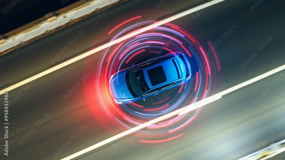 Neon Night Blur - High Speed Blue Car, A dynamic image of a blue car ...