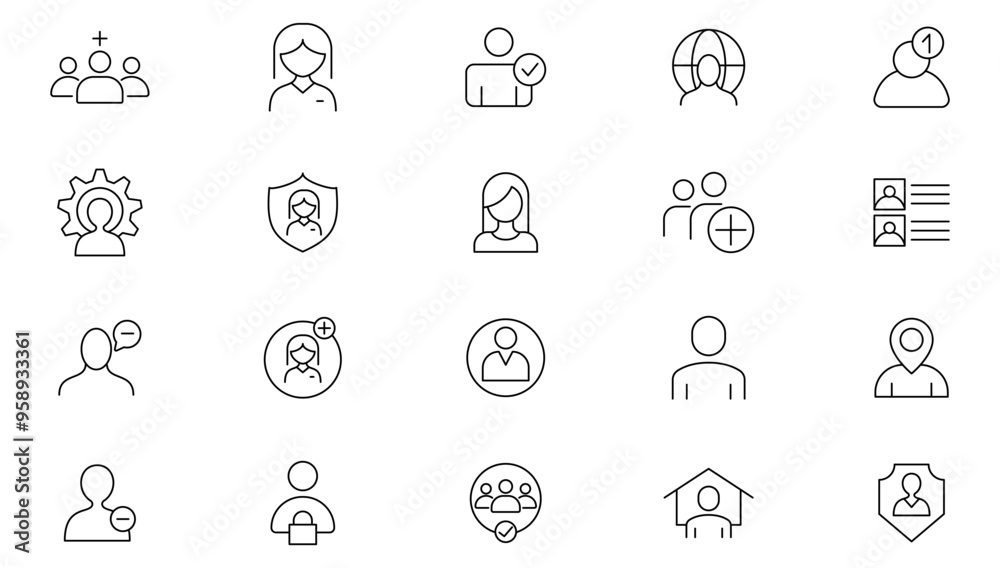 User profile icon collection. people silhouette, male, female, avatar ...