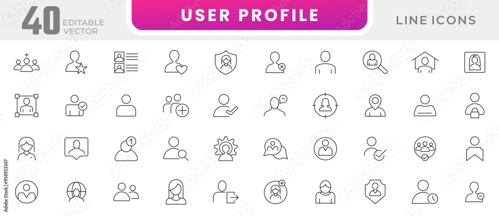 User profile icon collection. people silhouette, male, female, avatar ...