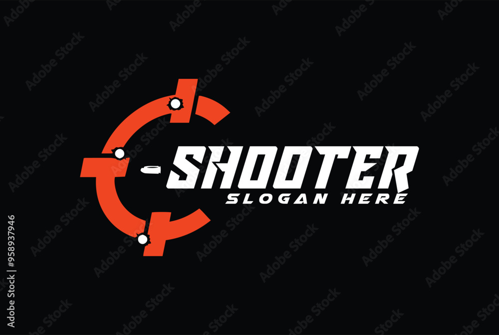 Shooter Aim Target Logo designs concept, Shooter Bullet logo symbol ...