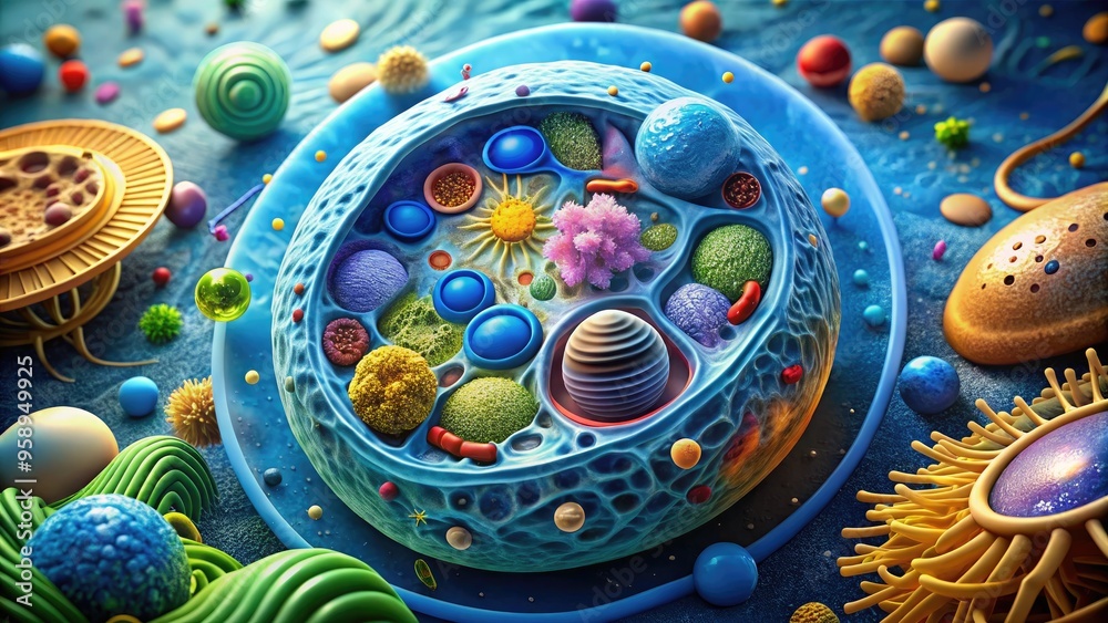 Microscopic illustration of an animal cell's intricate structure ...