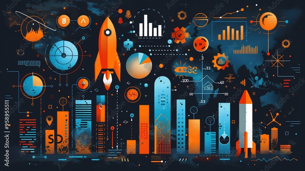 Abstract visual of entrepreneurial venture stages including startup ...