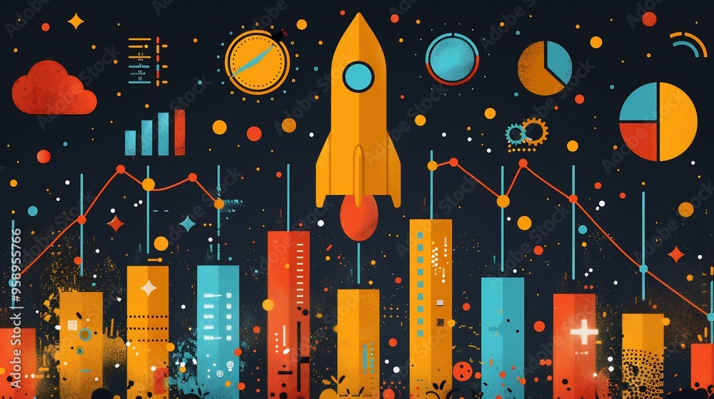 Abstract visual of entrepreneurial venture stages including startup ...