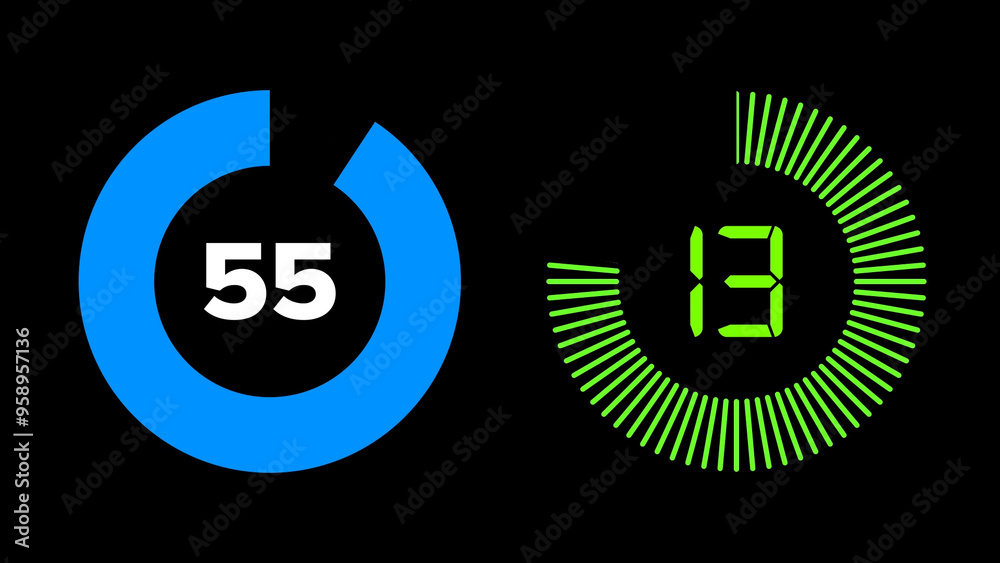 Radial 60 Second Countdown Timer Clock Stock Template | Adobe Stock