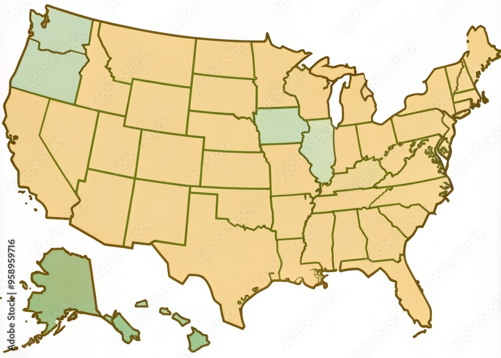 Blank Map Of The United States Showing State Borders And Major Cities ...