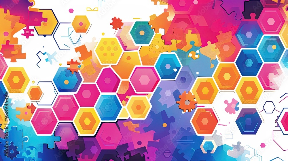 Jigsaw puzzle game splash screen design, jigsaw puzzle pieces in the ...