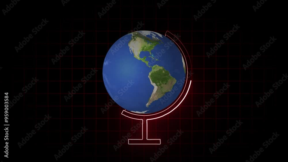 Rotating HUD world globe icon. Digital world sphere. 4k animation of ...