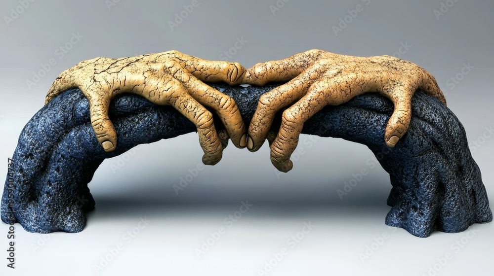 Artistic sculpture of two hands reaching out, symbolizing connection ...