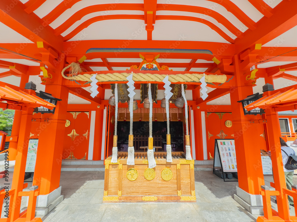 Haiden Main Hall of Hanazono Jinja. Hanazono Jinja Shrine is a Shinto ...