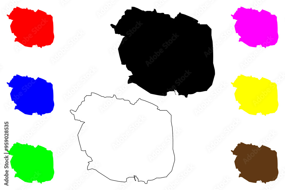Mysore City (Republic of India, Karnataka State) map vector ...