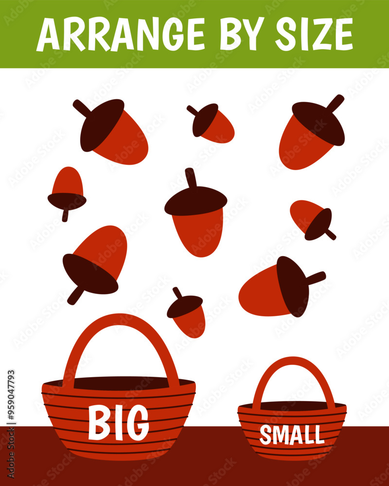 Education game for children. Arrange by size. Big or small. Put the ...