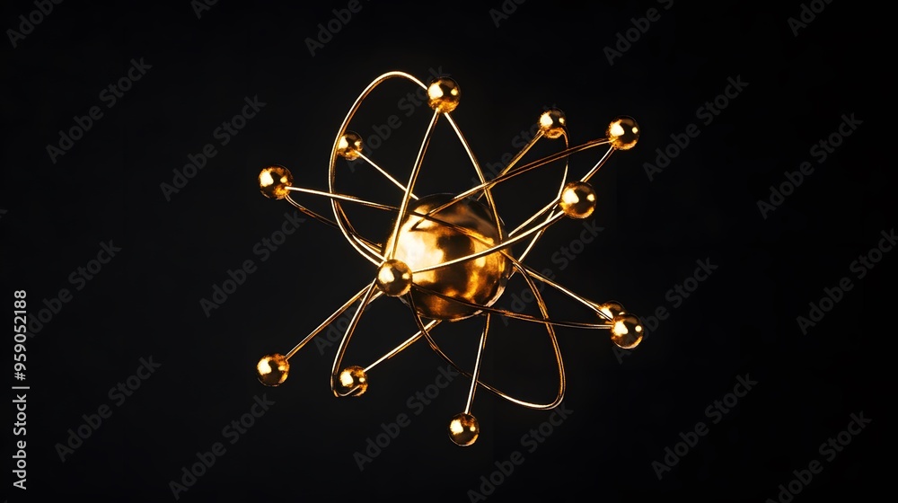 Gold Atom: An artistic depiction of a single gold atom, with golden ...