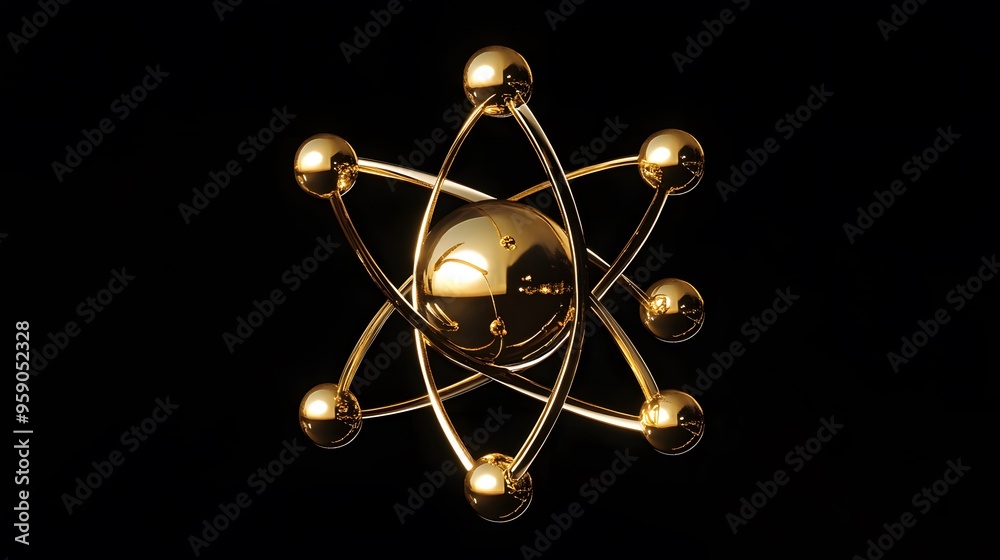 Gold Atom: An artistic depiction of a single gold atom, with golden ...
