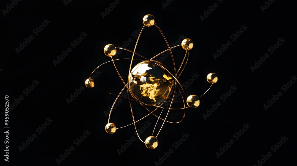 Gold Atom: An artistic depiction of a single gold atom, with golden ...