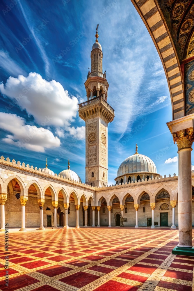 View of the mosque altar under a clear sky at the Umayyad Mosque in Rz ...