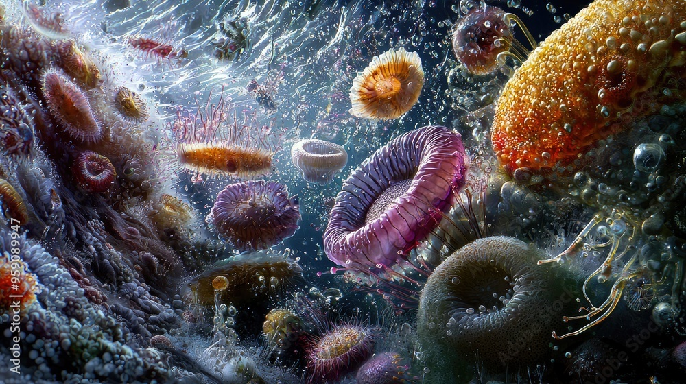Early Multicellular Organisms in Ancient Seas Stock Photo | Adobe Stock