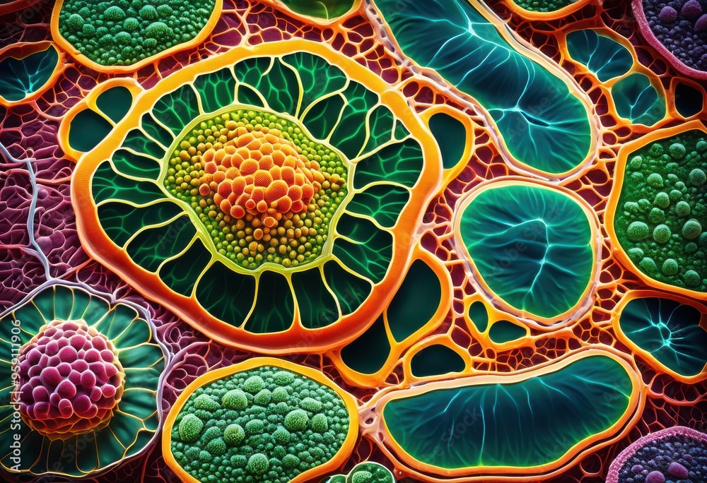 vibrant plant cell featuring clearly labeled organelles detailed ...