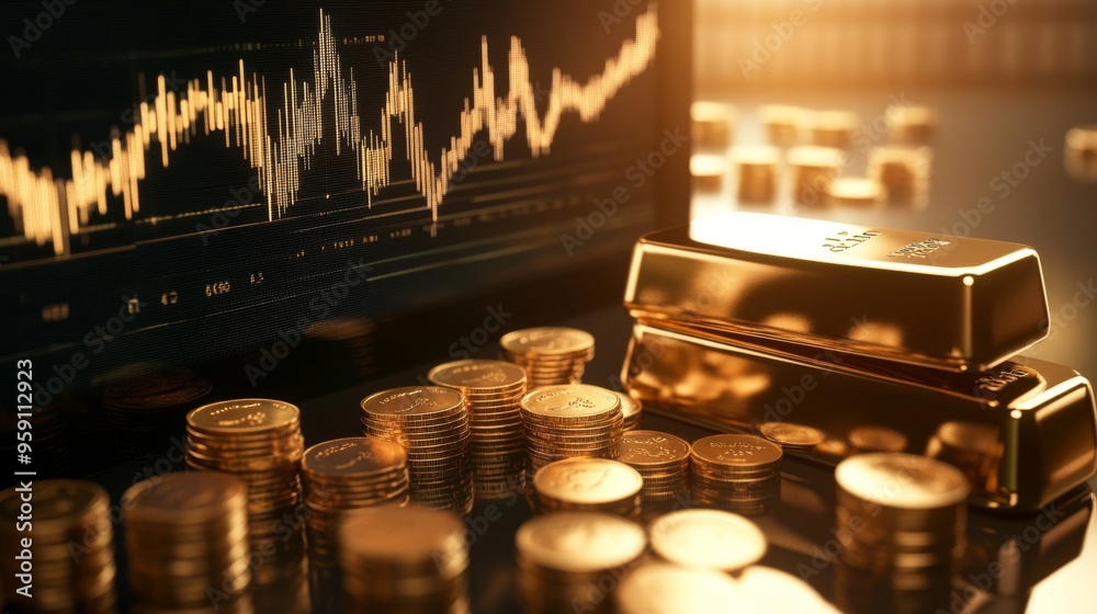 A high-resolution image of a gold price graph with dramatic peaks and ...