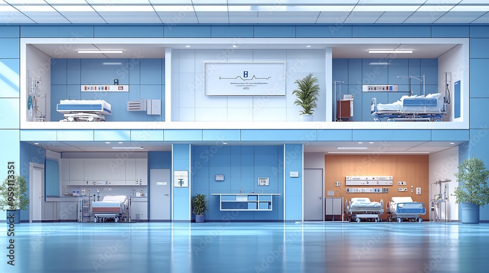 Hospital Infrastructure vector design showing different areas of a ...