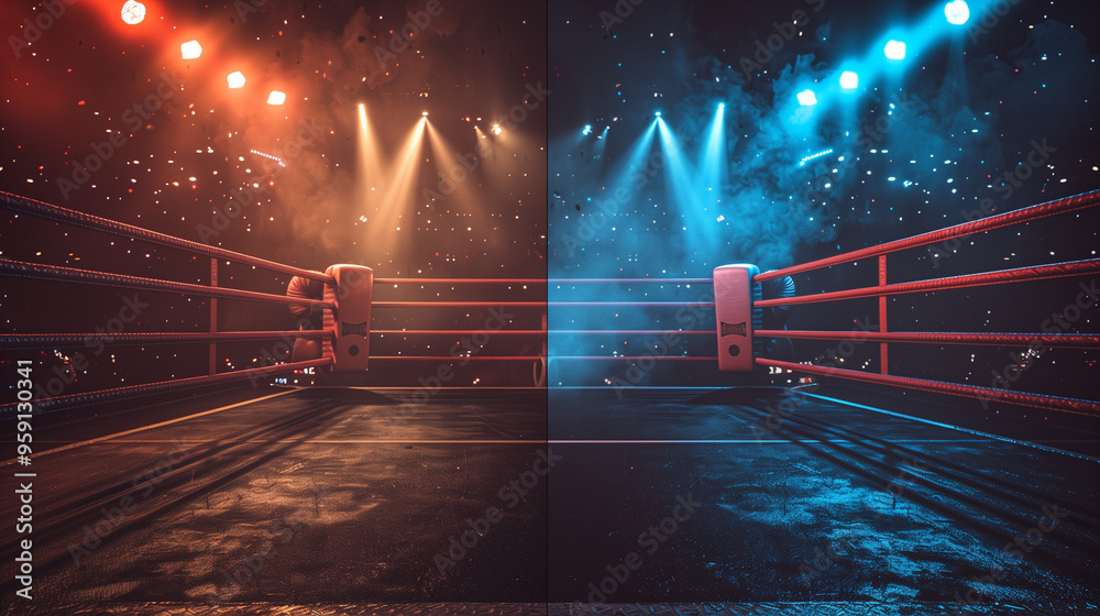 versus background image, left and right comparison, square boxing ring ...