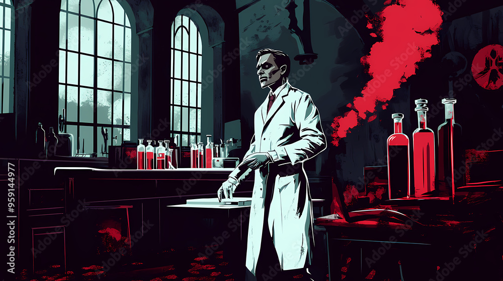 A vampire running a blood bank a professional vampire in a lab coat ...