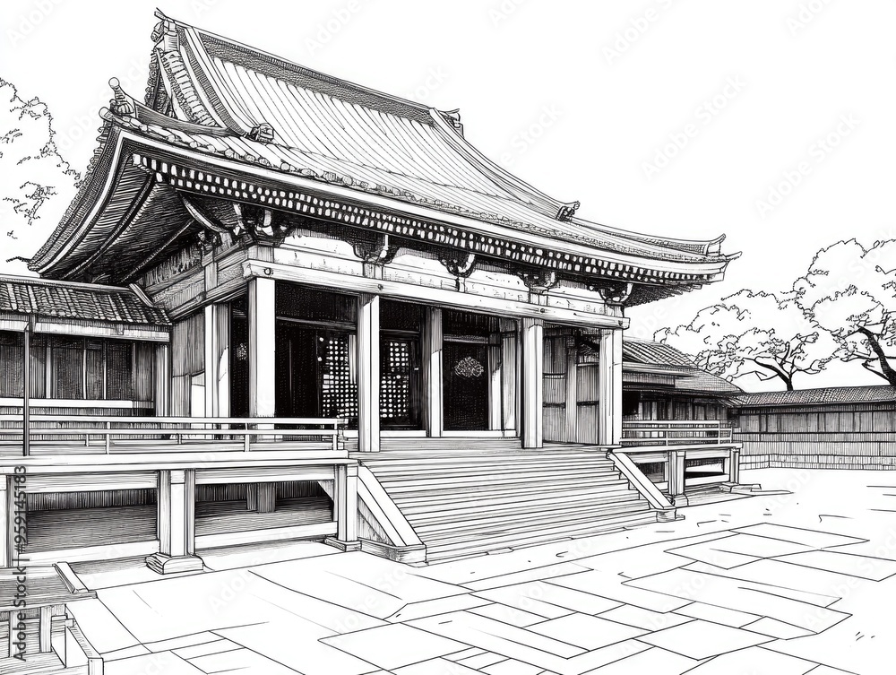 Ilustrace „Traditional shrine architecture in an eastern region ...