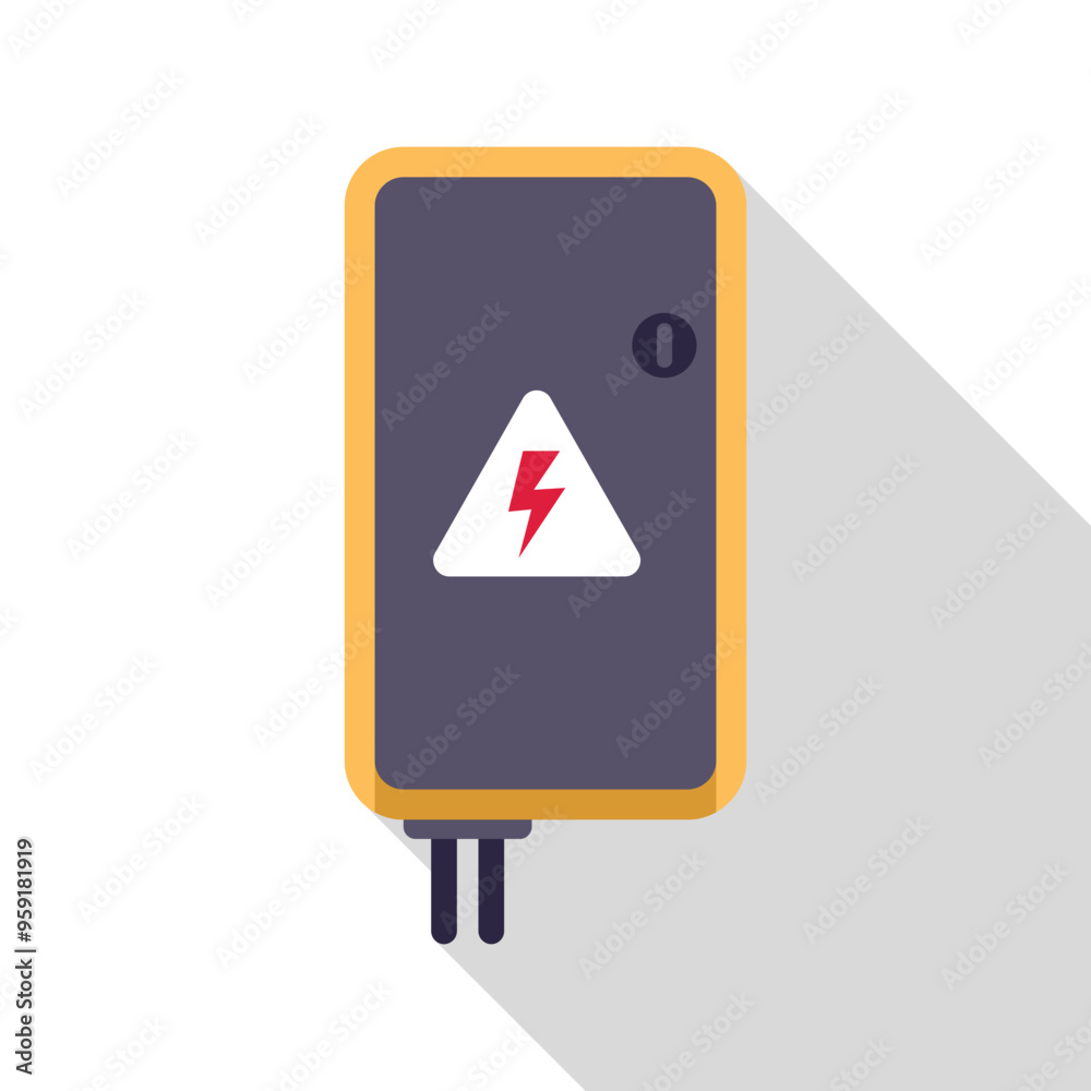 Grey electric fuse box with high voltage sign showing potential danger ...