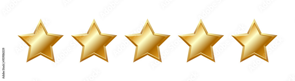 Isolated five gold star with metallic effect. 5 elements for Awards ...