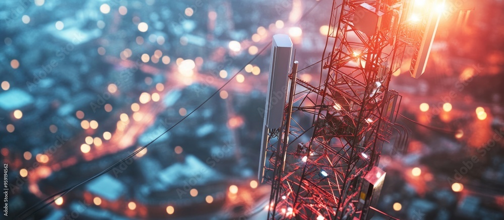 Telecommunication tower featuring 3G 4G and 5G technology Small Base ...