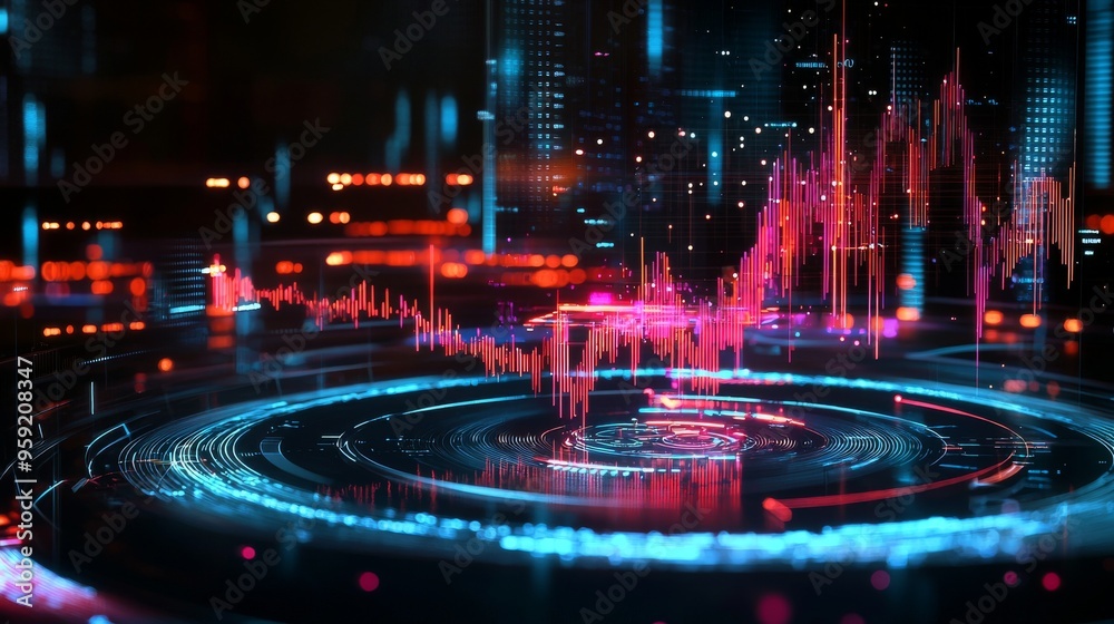 Exploring The Future Of Data Holographic Visualization Of Market Trends And Risk Assessment In