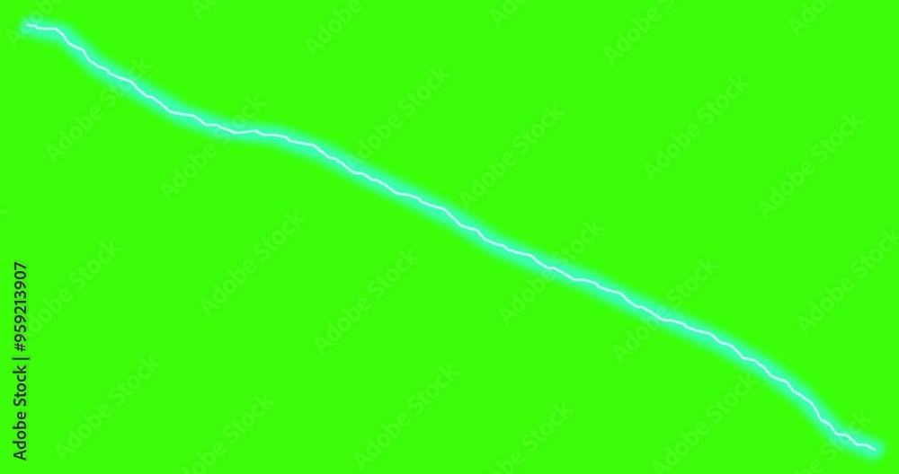 Lightning Thunder over a solid green background. 4k resolution white ...