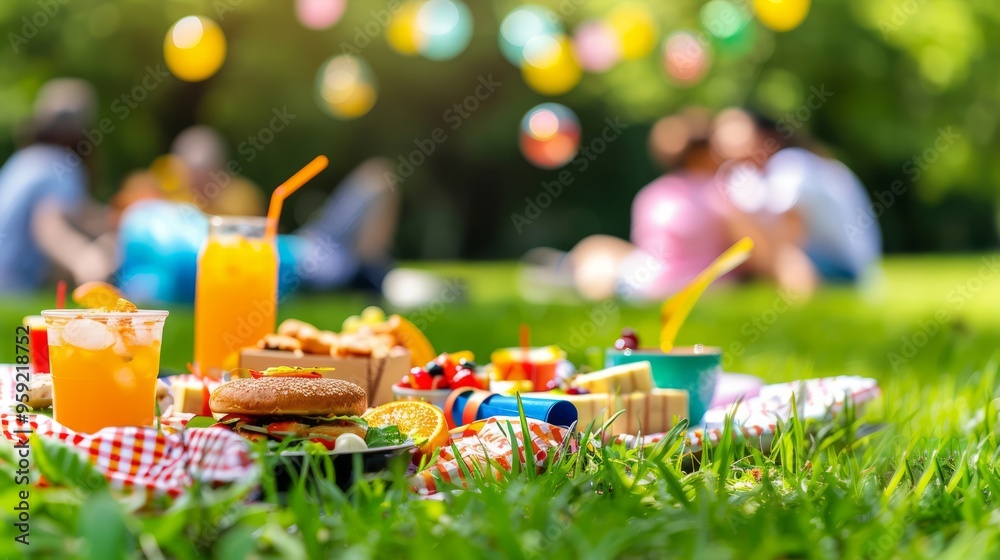 family enjoying a celebratory picnic in the park after a graduation ...