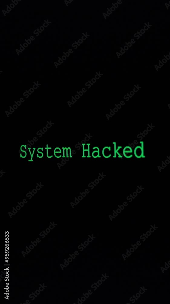Zoom System Hacked Screen, displaying green text on a black background ...