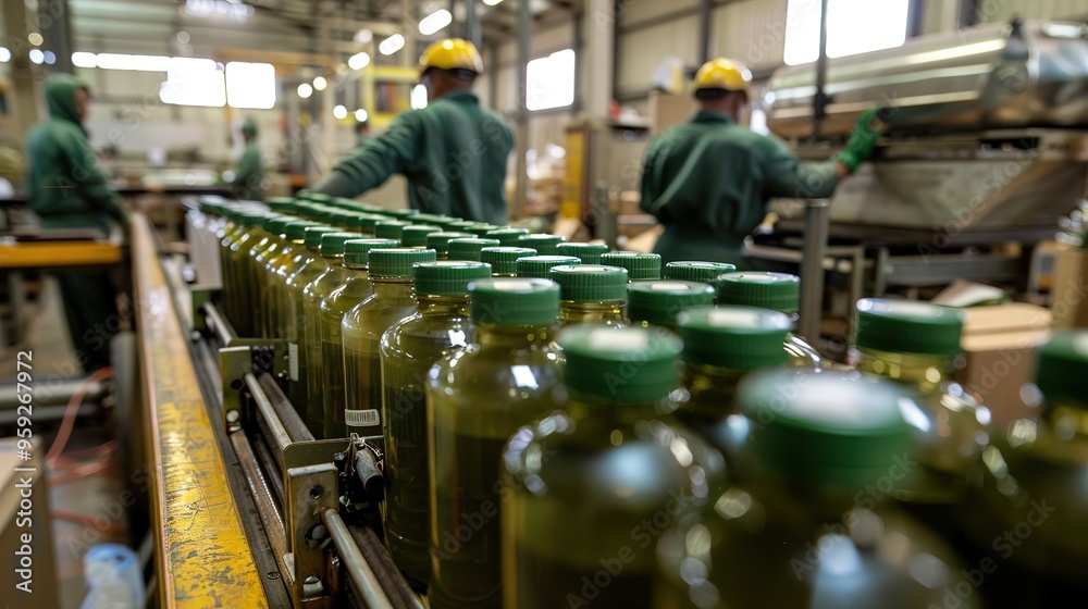 Efficient factory packaging and distribution area with workers ...