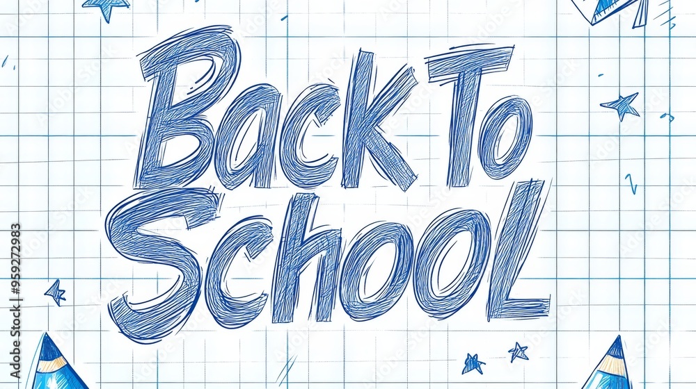 The phrase 'Back to School' is written prominently with school supplies ...