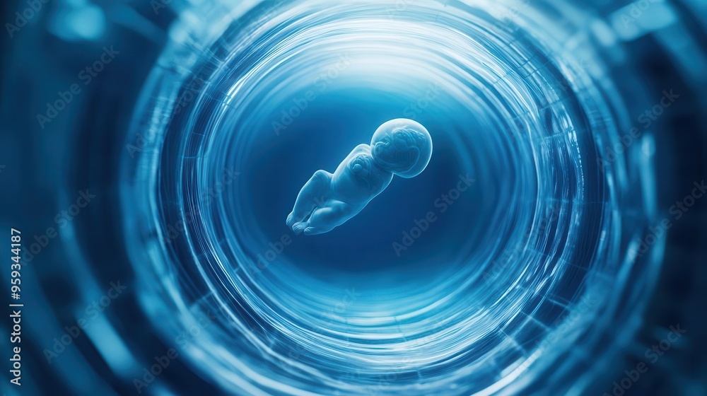 Visualization of a young embryo floating in a protective space, early ...