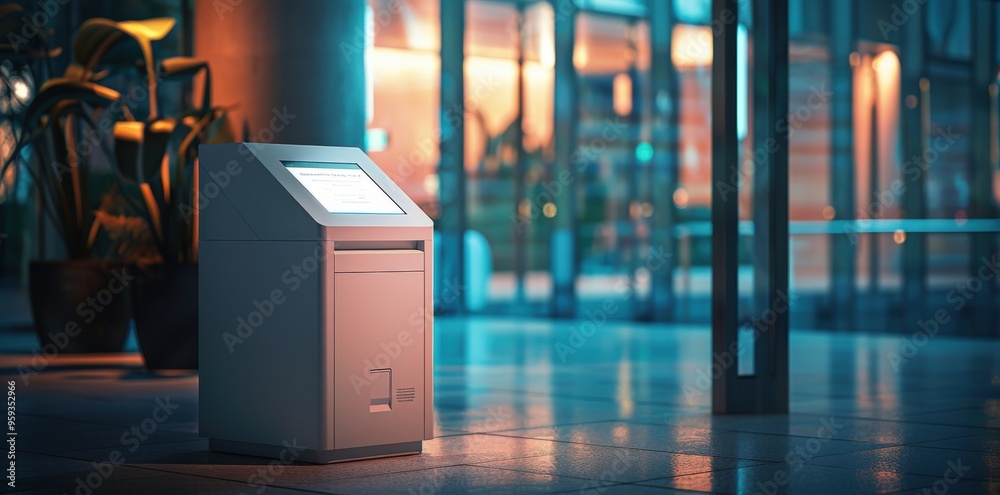 Advanced voting station featuring a modern digital ballot box with a ...