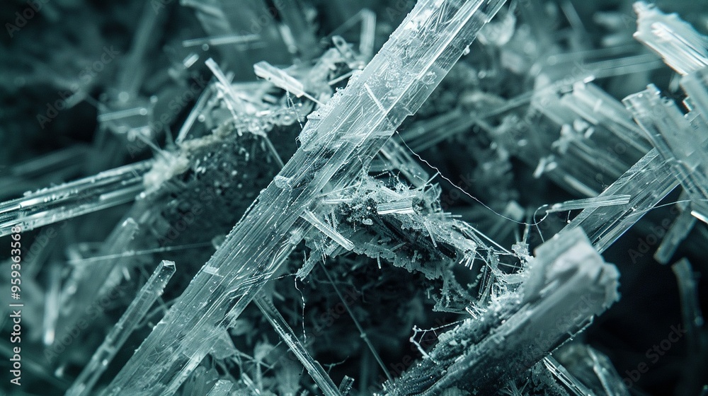 Close-Up of Asbestos Chrysotile Fibers Under Microscope: Detailed ...