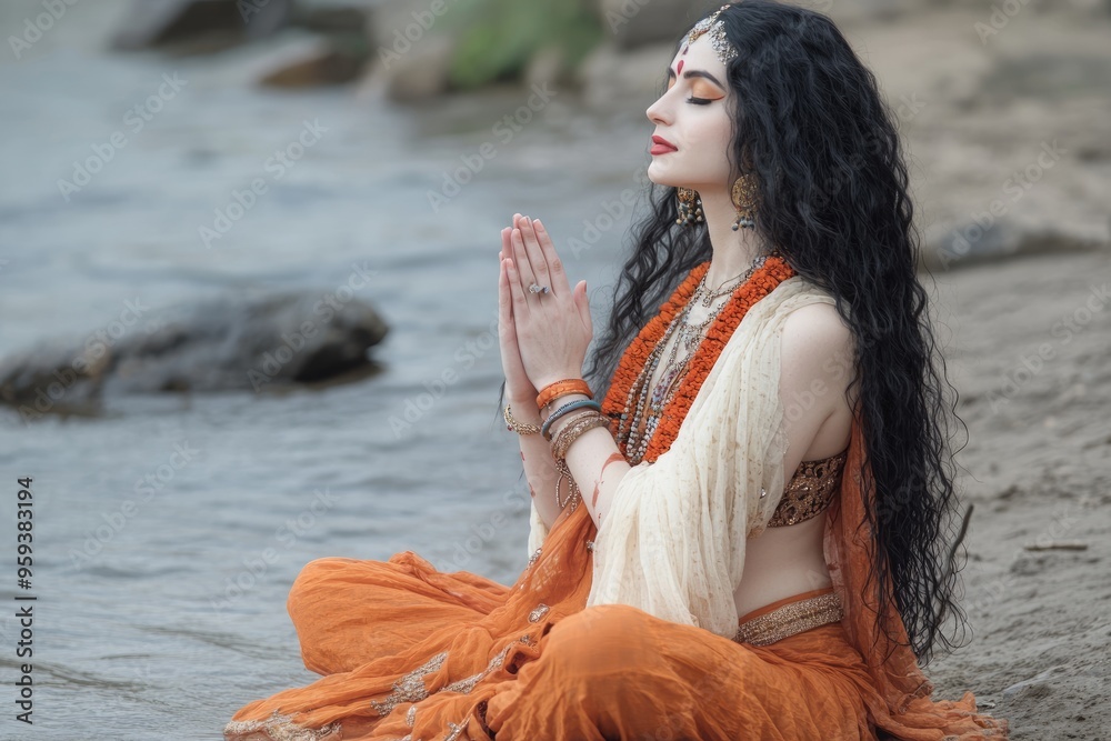 Sacred presence: portrayal of Ganga Goddess, representing embodiment of ...