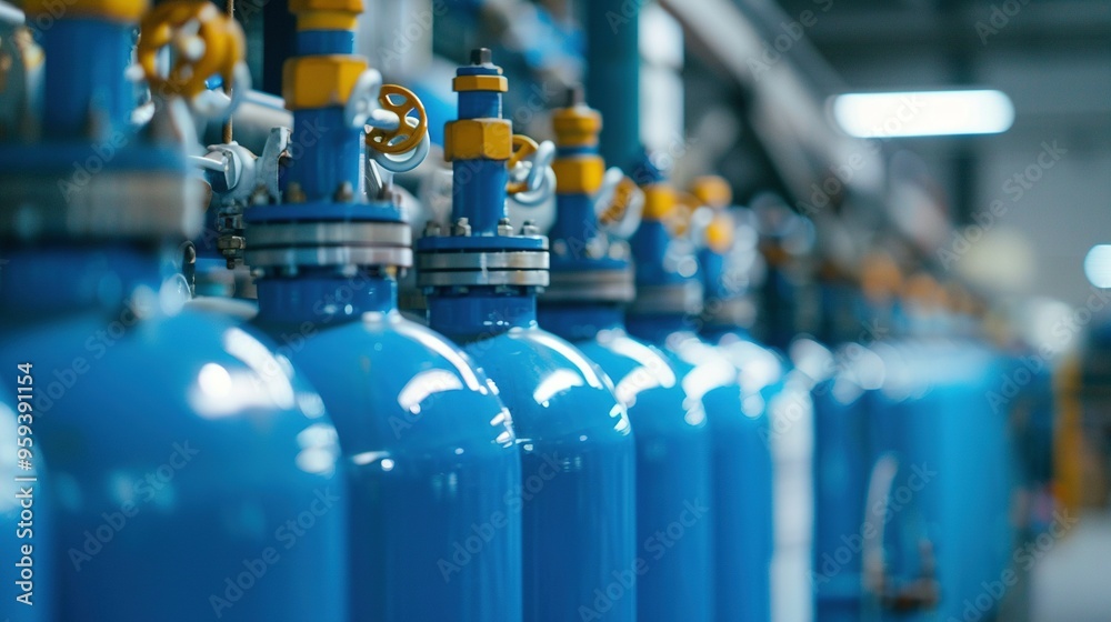 Blue Oxygen Tanks for Industry: Oxygen Cylinder with Compressed Gas ...