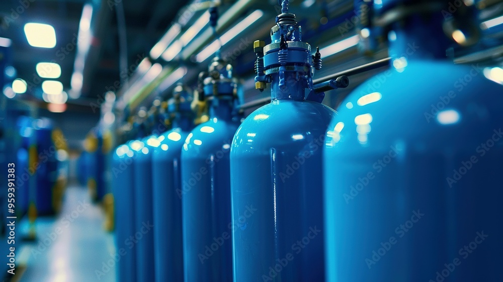 Blue Oxygen Tanks for Industry: Oxygen Cylinder with Compressed Gas ...