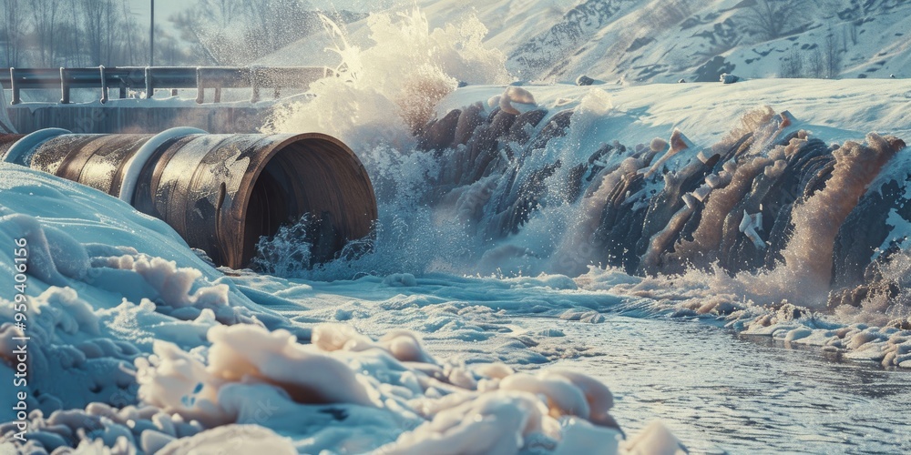 Water infrastructure damage due to high pressure water bursting from ...