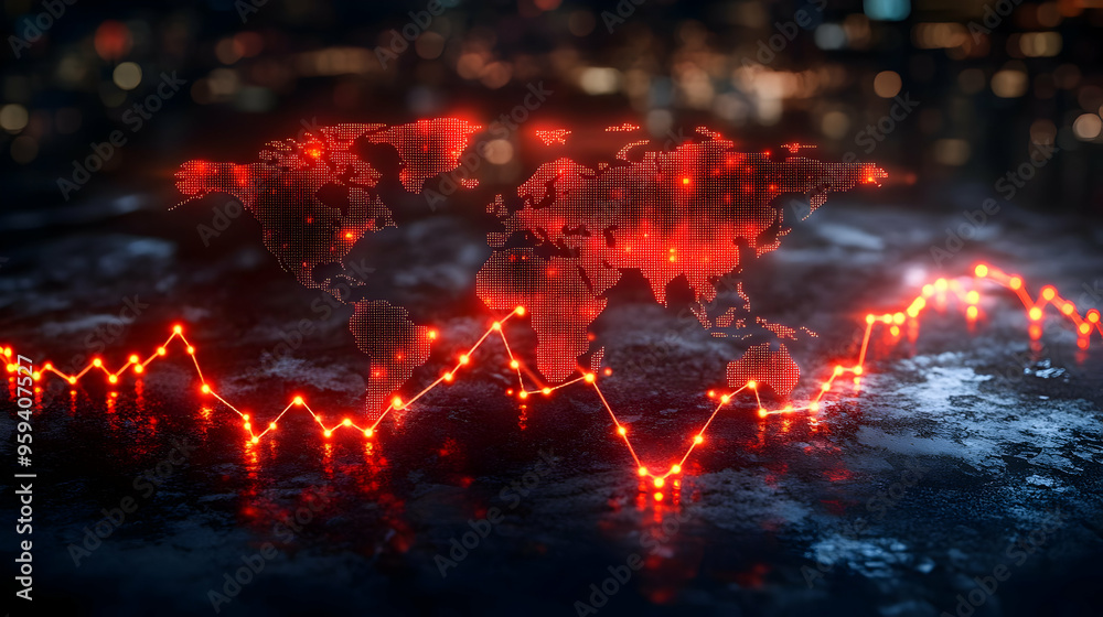 Global Economic Decline Financial Crisis Recession World Map Stock ...