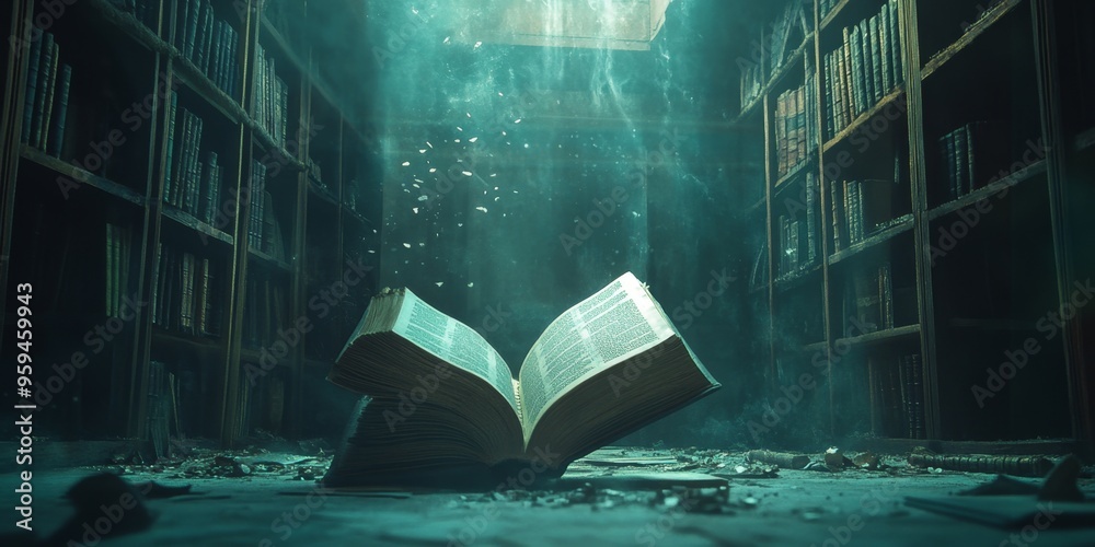 Ethereal Floating Book: Abstract Visualization of Ancient Wisdom and ...