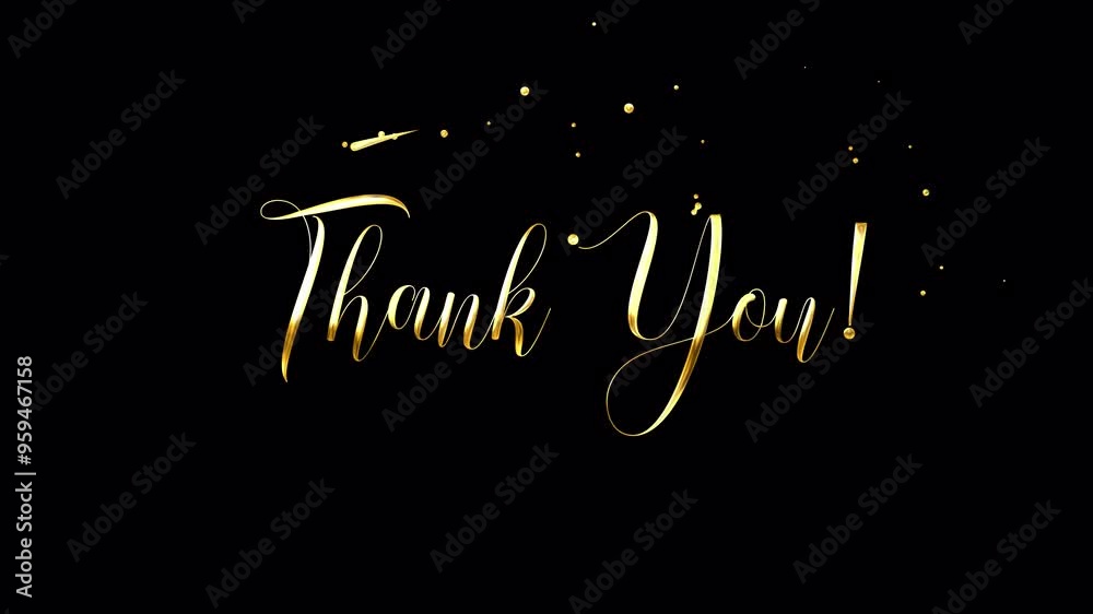 Thank you animation in gold color. Handwriting Animated text is ...