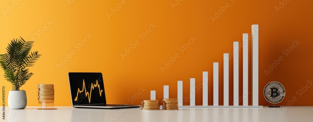 Cryptocurrency investment growth concept with stacked coins and rising ...